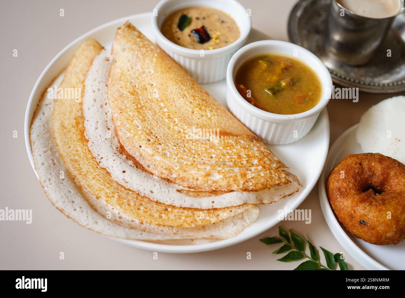 Homemade Triangle Dosa served with chutney sambar idli and vada | South ...