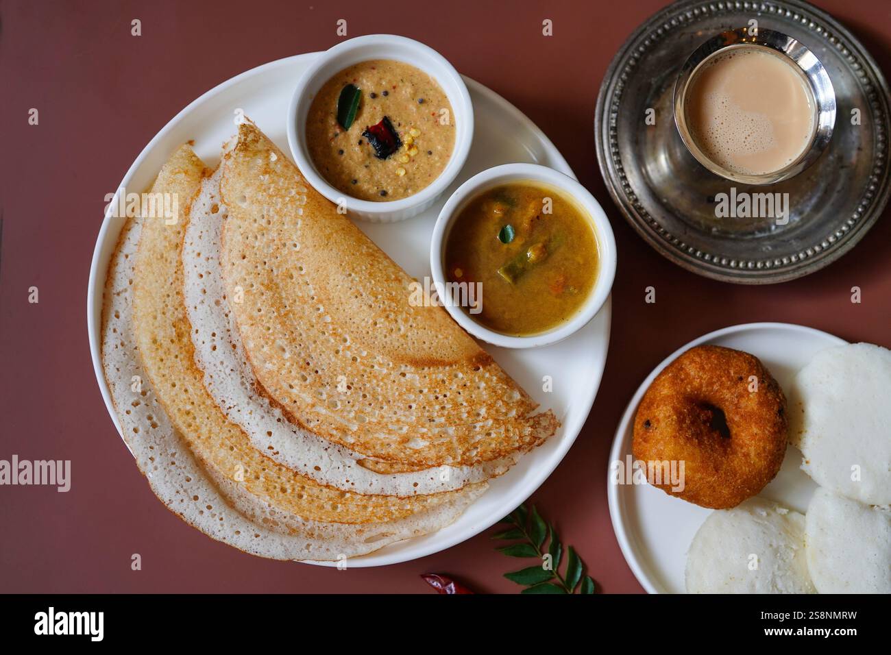 Homemade Triangle Dosa served with chutney sambar idli and vada | South ...