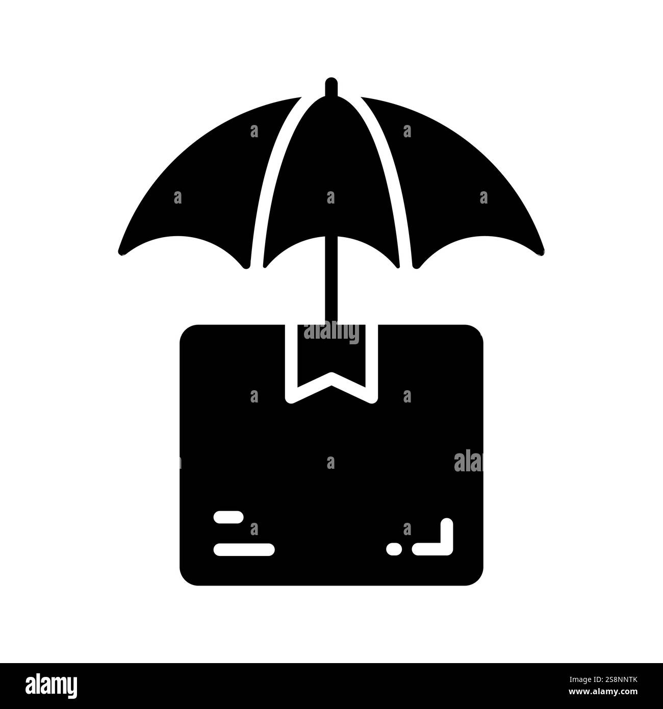 Package parcel under umbrella showing concept icon of package insurance ...