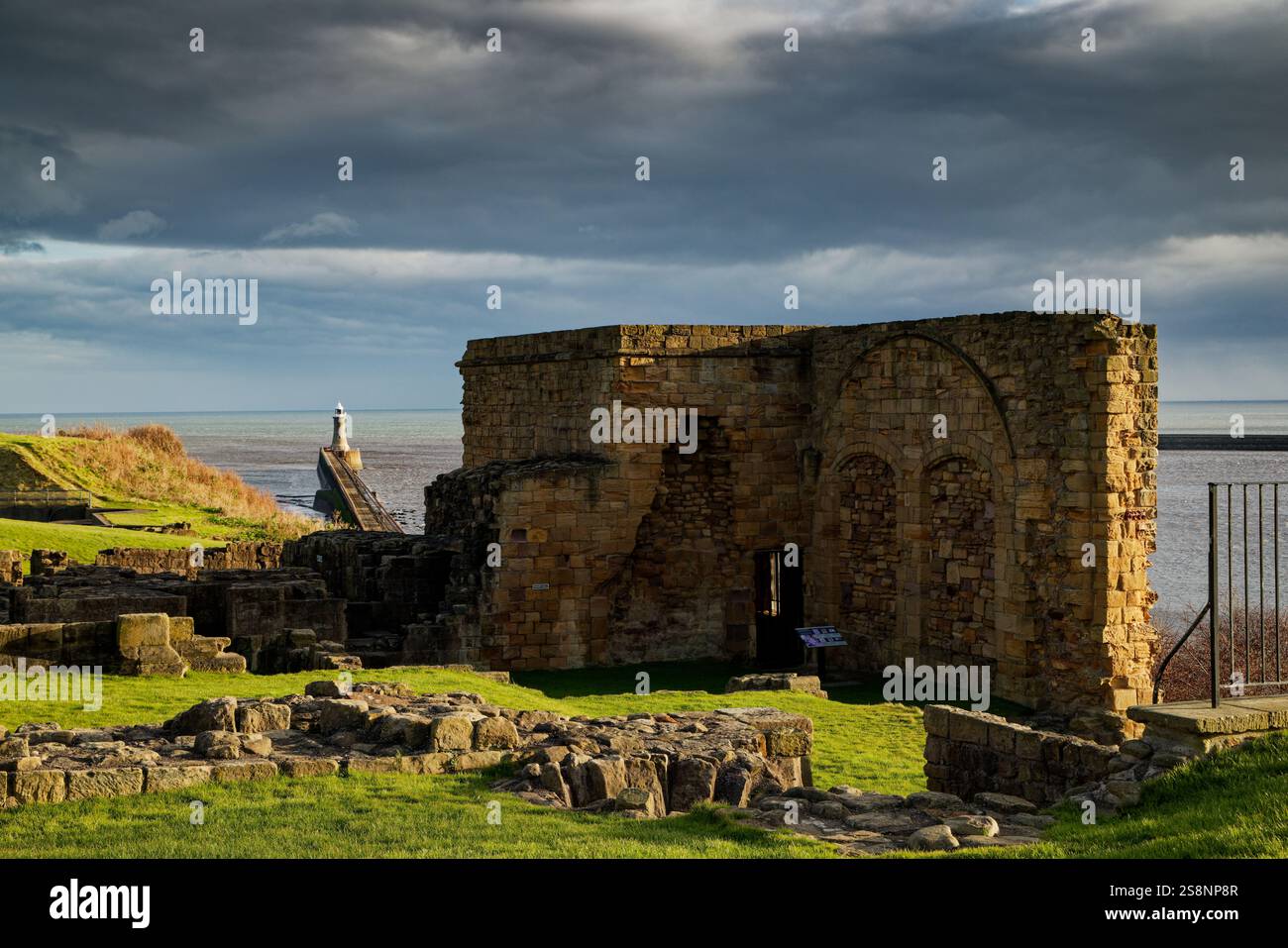 The North Pier at the mouth of the River Tyne, From Tynemouth Priory ...