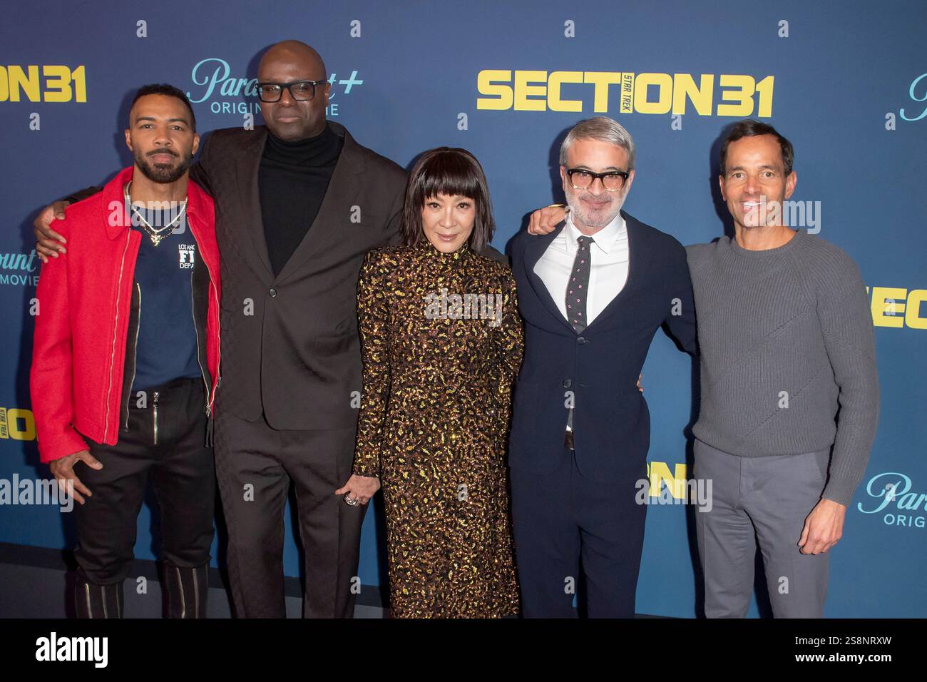(L-R) Omari Hardwick, Olatunde Osunsanmi, Michelle Yeoh, Alex Kurtzman ...