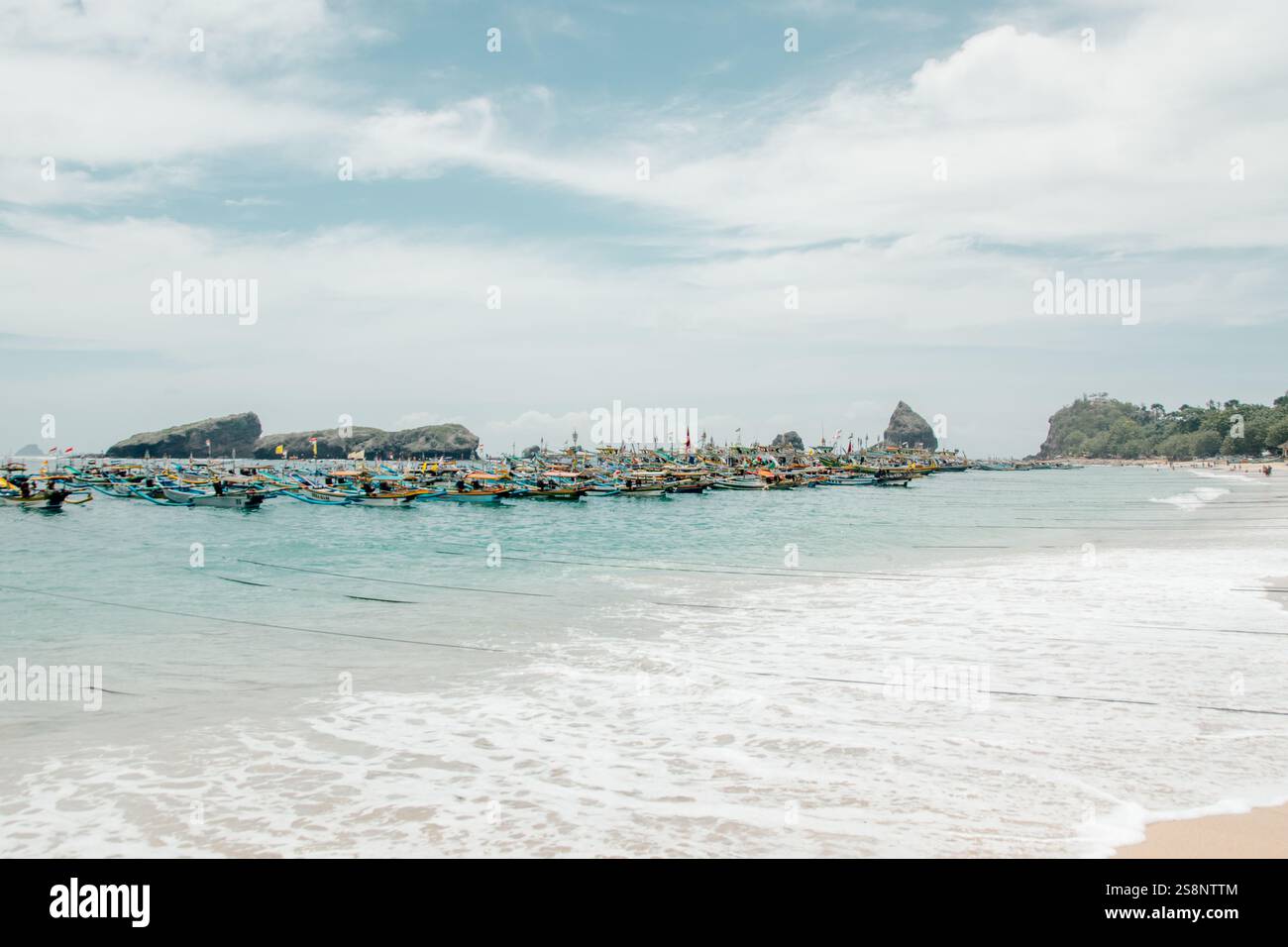 View of Tanjung Papuma beach in Jember, Indonesia. Beach with beautiful ...