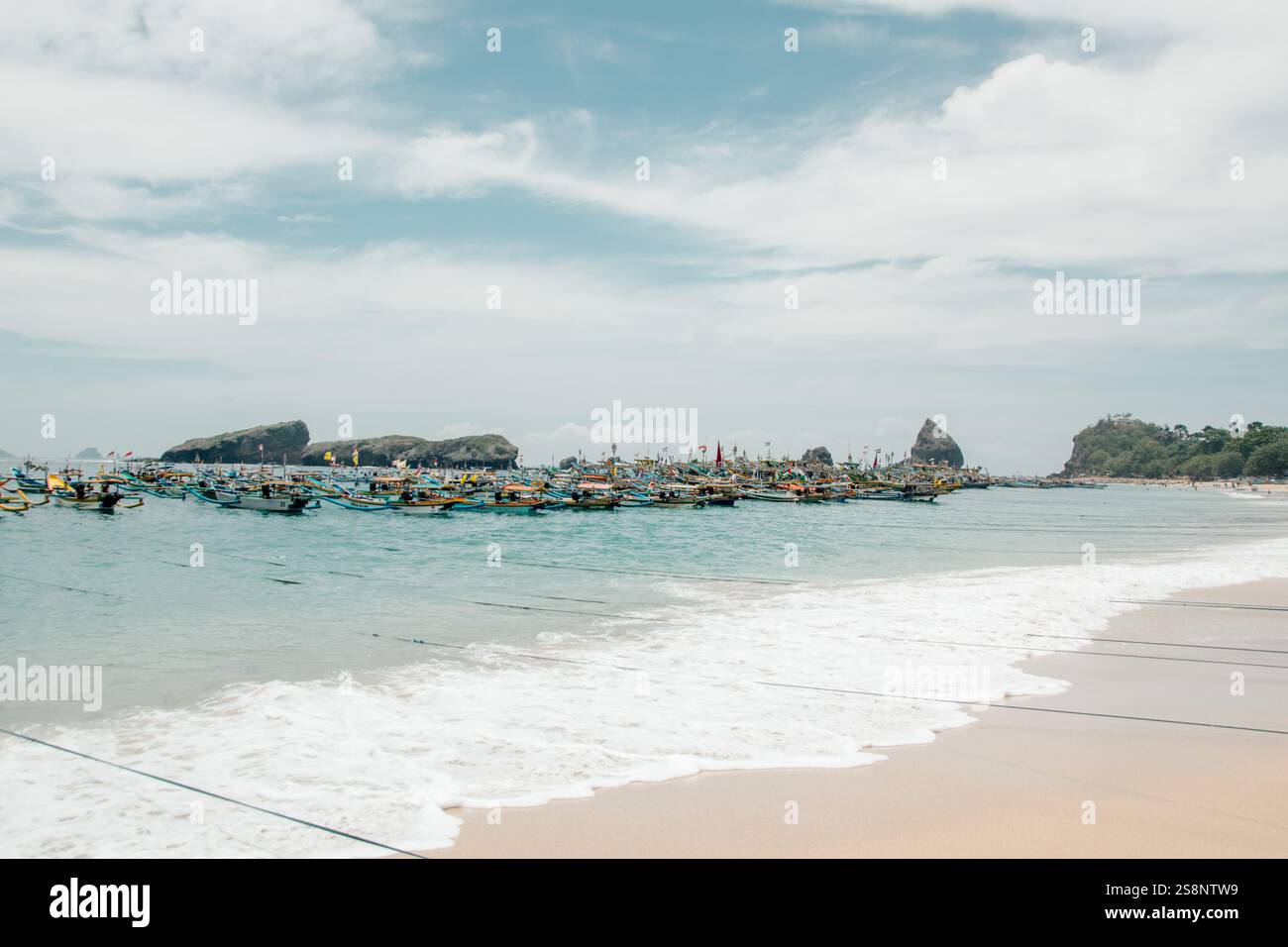 View of Tanjung Papuma beach in Jember, Indonesia. Beach with beautiful ...
