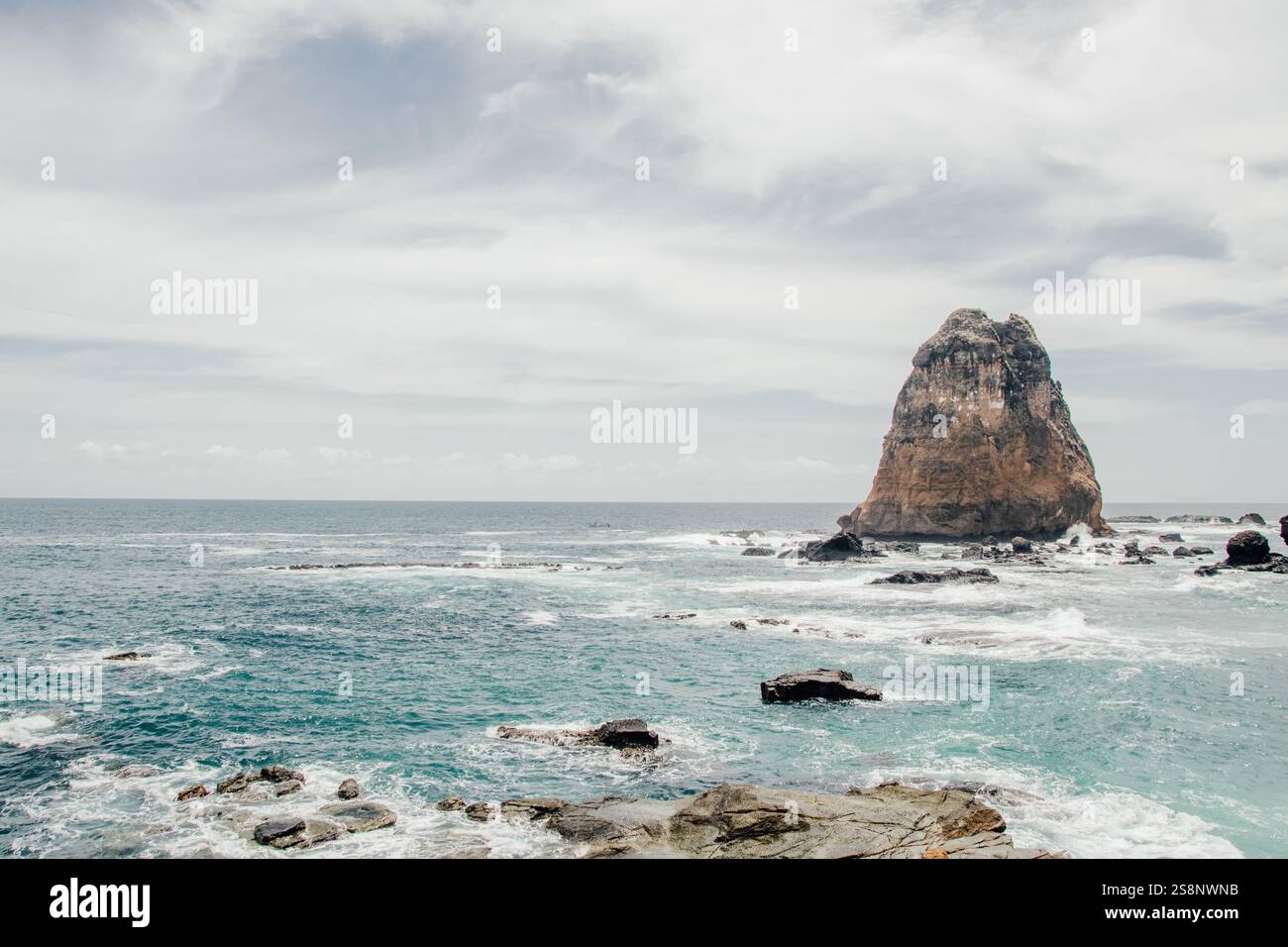 Landscape of Tanjung Papuma beach in Jember, Indonesia. Beautiful beach ...