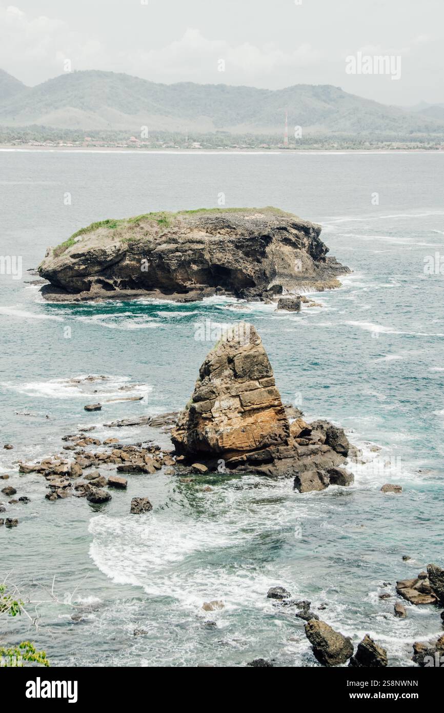 Landscape of Tanjung Papuma beach in Jember, Indonesia. Beautiful beach ...