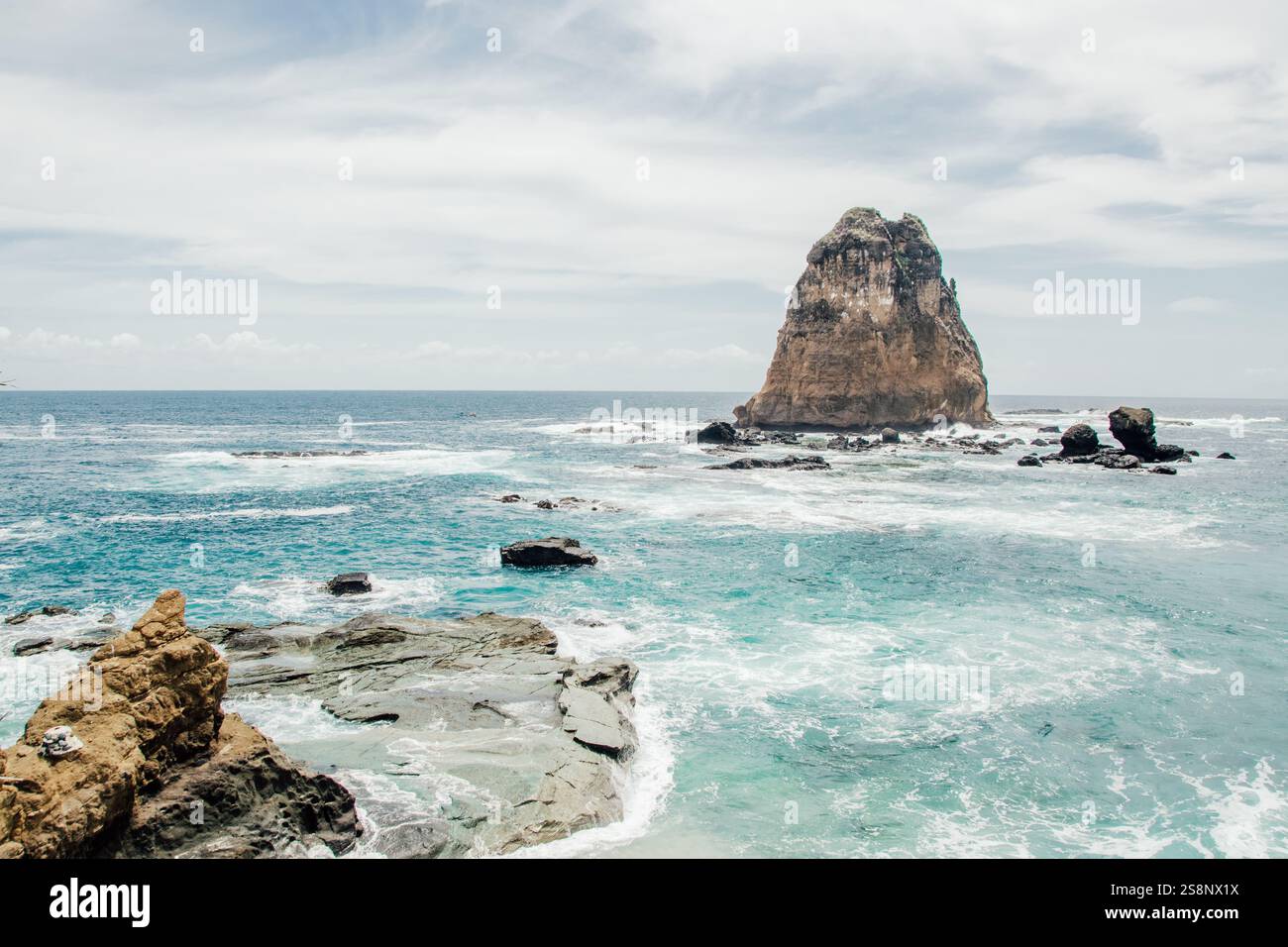 Landscape of Tanjung Papuma beach in Jember, Indonesia. Beautiful beach ...