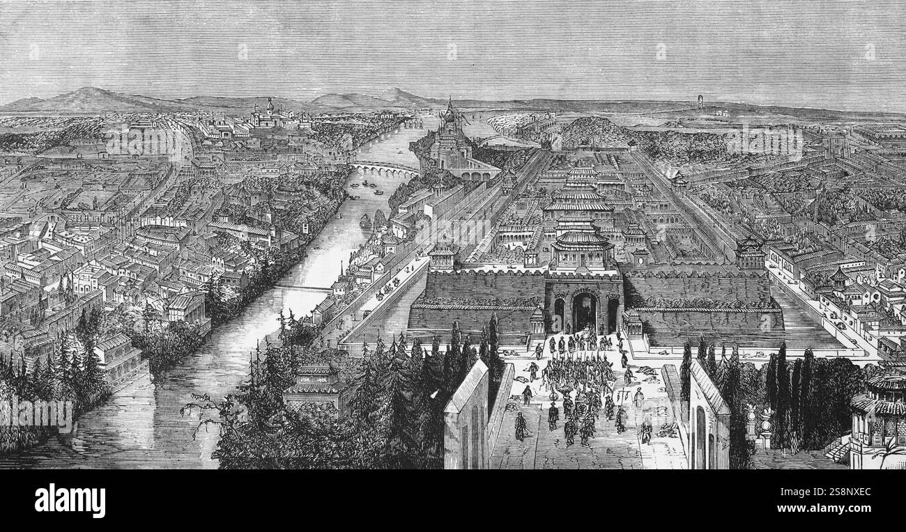 Cityscape from above with Imperial Palace of Peking or Beijing, city ...
