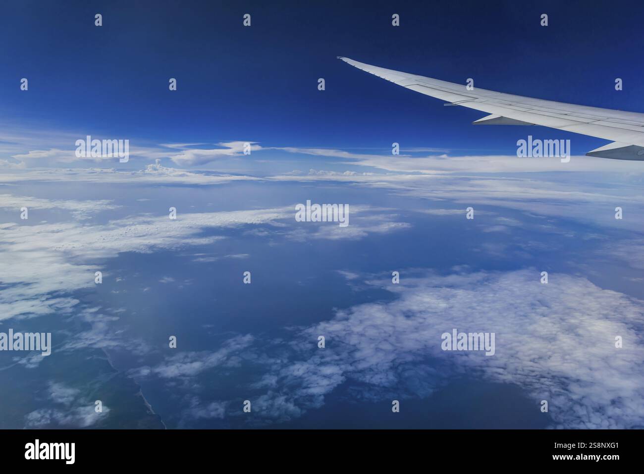 View from the aircraft window during a flight over India with the ...