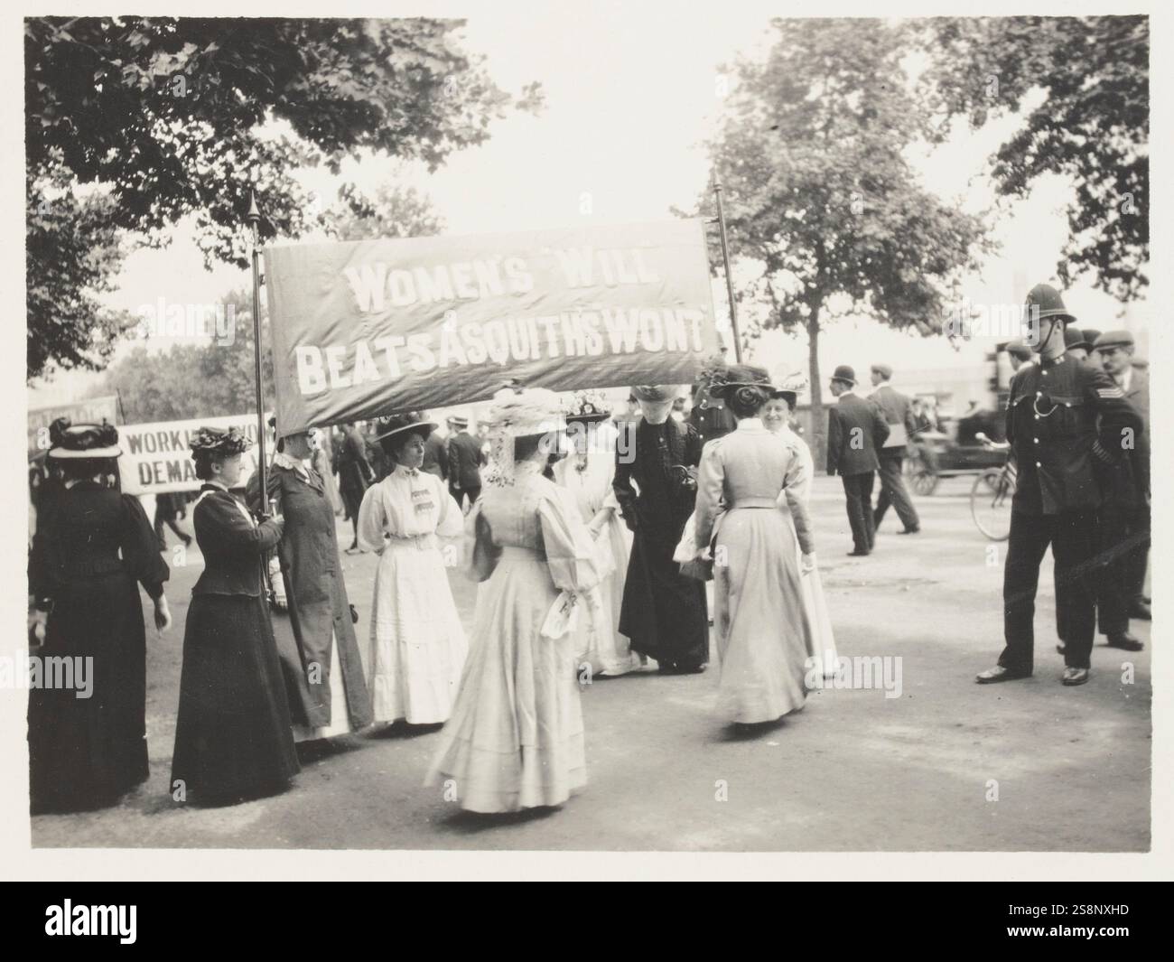 Banners Suffragettes procession Thames Embankment. Archive Photograph ...