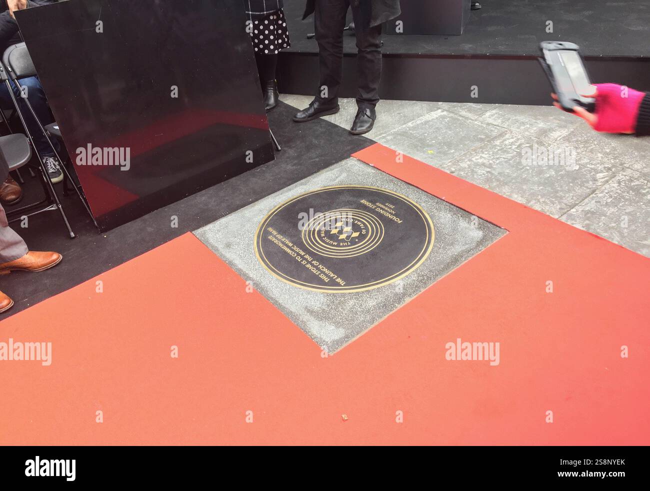 The Who Founding Stone pictured at the Founding Stone Unveiling for The Who at the Music Walk of ...