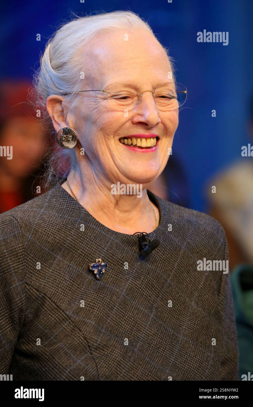 H.M. The Queen Margrethe of Denmark attends a press conference in ...