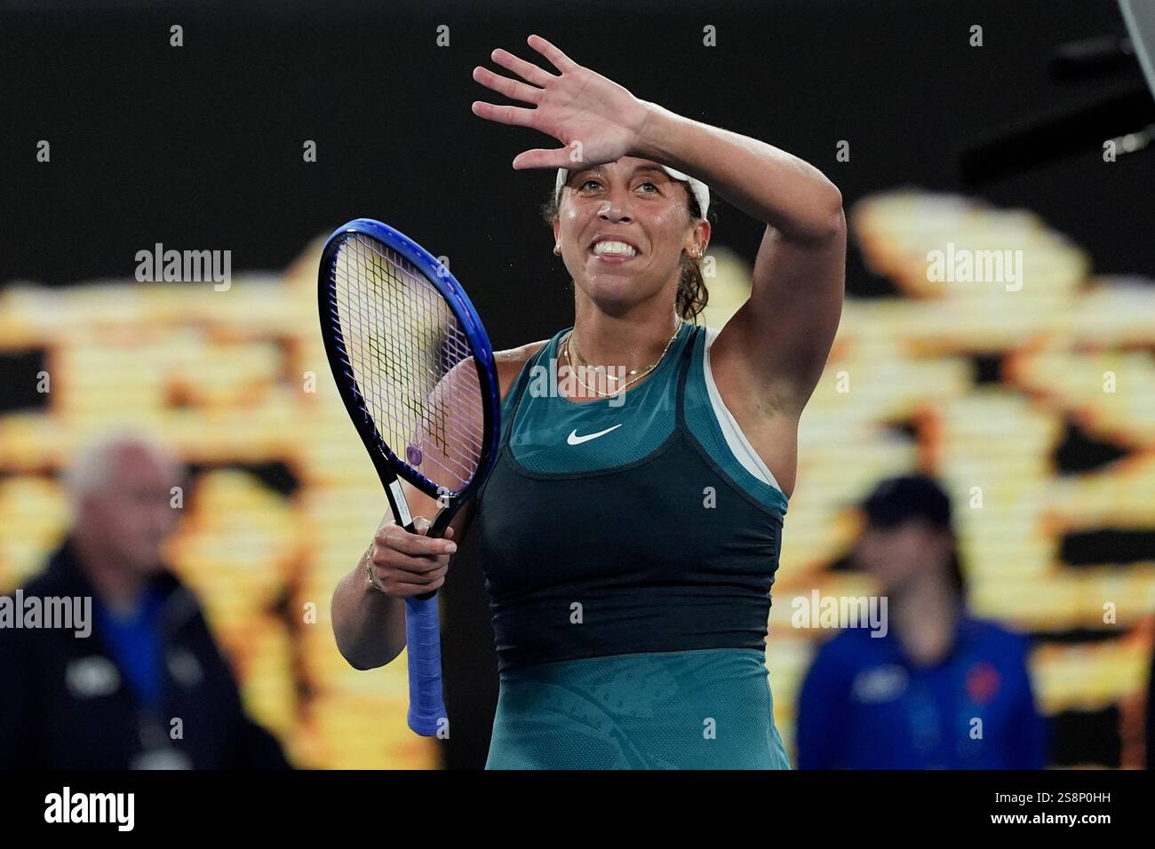 Madison Keys of the U.S. celebrates after defeating Iga Swiatek of ...