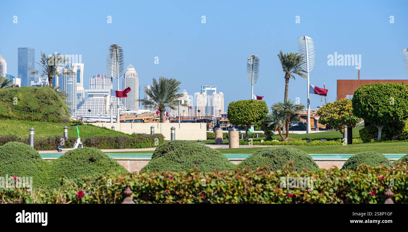 Doha, Qatar - January 4, 2025: A scenic view of the city skyline with ...
