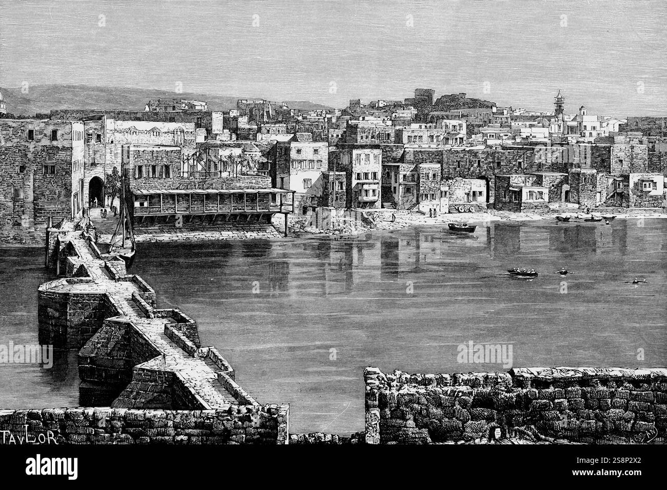 Town view of Sidon, view from the old fortress, pedestrian bridge ...