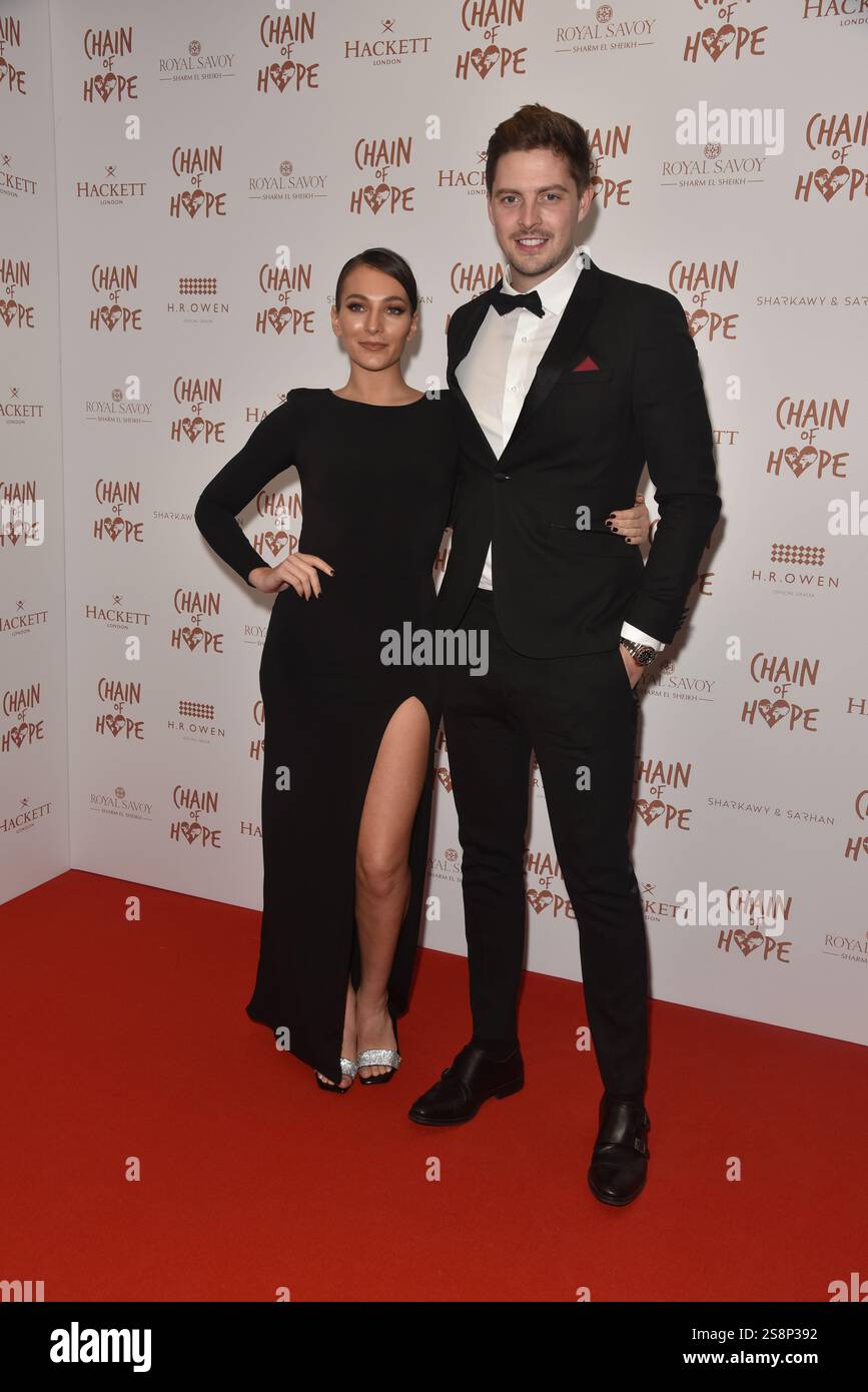 Amelia Bath and Dr Alex George attending The Chain of Hope Gala Ball ...