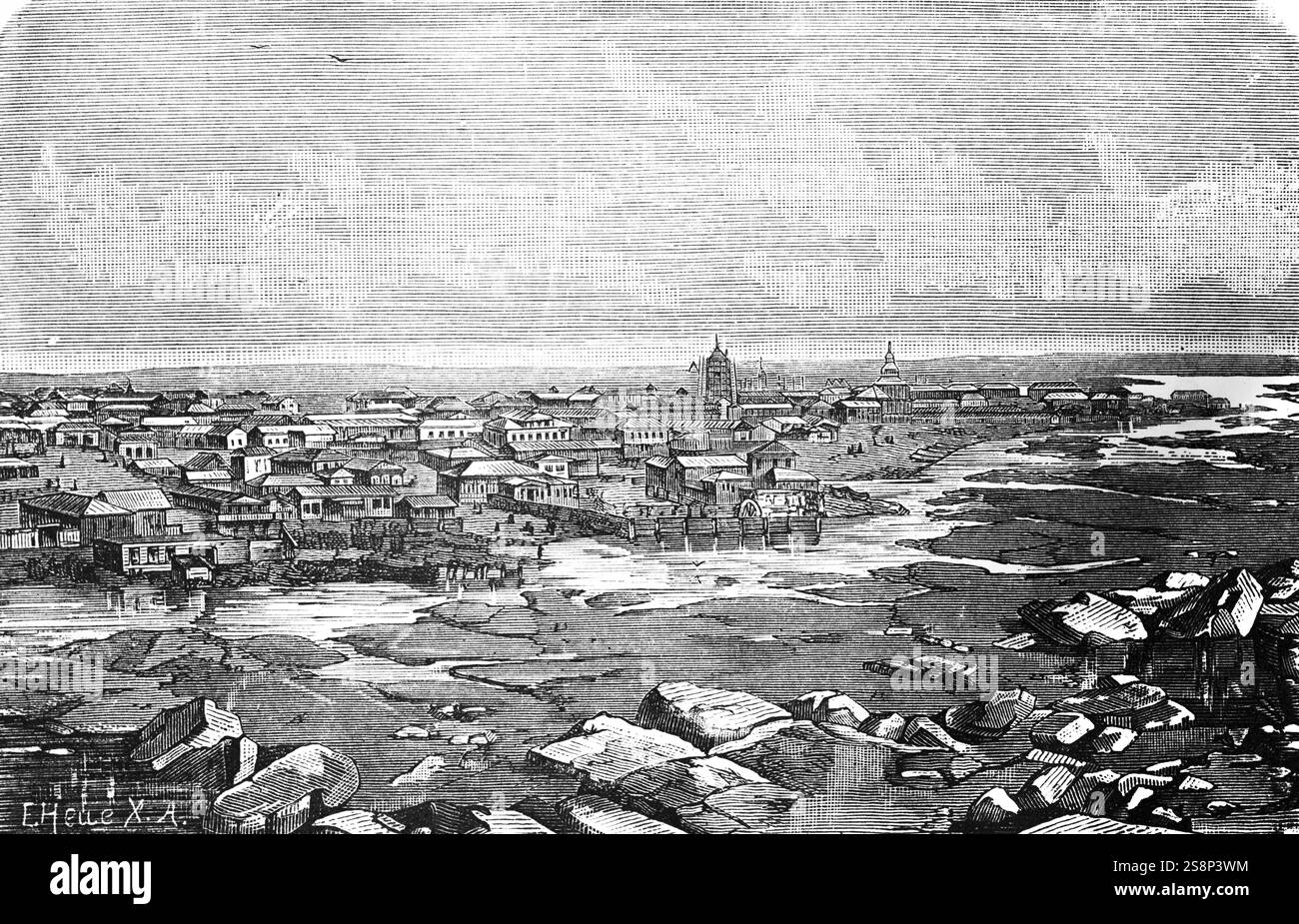 Cityscape of Yakutsk on the Lena River in Far East Russia, capital of ...