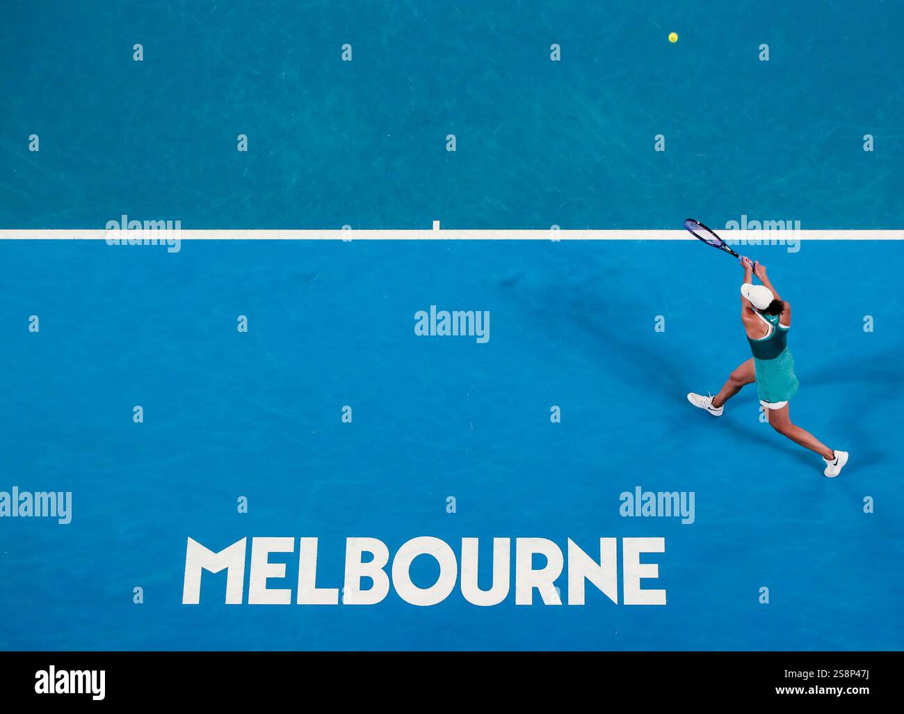 Melbourne, Australia. 23rd Jan, 2025. Madison Keys hits a return during ...