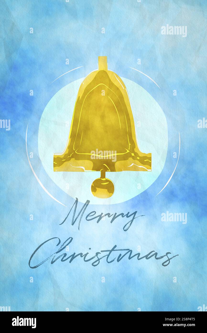 A simple golden bell watercolor digital painting illustration Stock ...