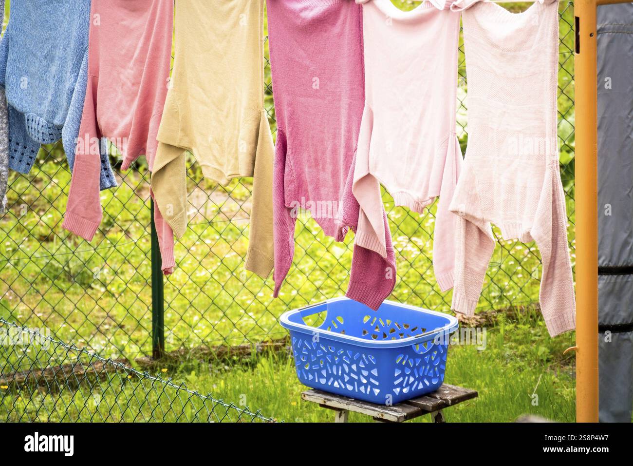 An image of some laundry on the clothesline Stock Photo - Alamy