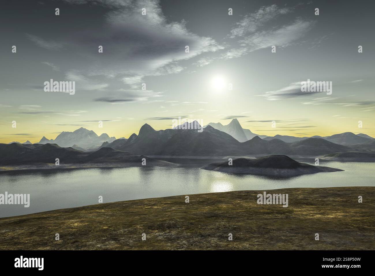 A fantasy landscape scenery without vegetation 3d illustration Stock ...