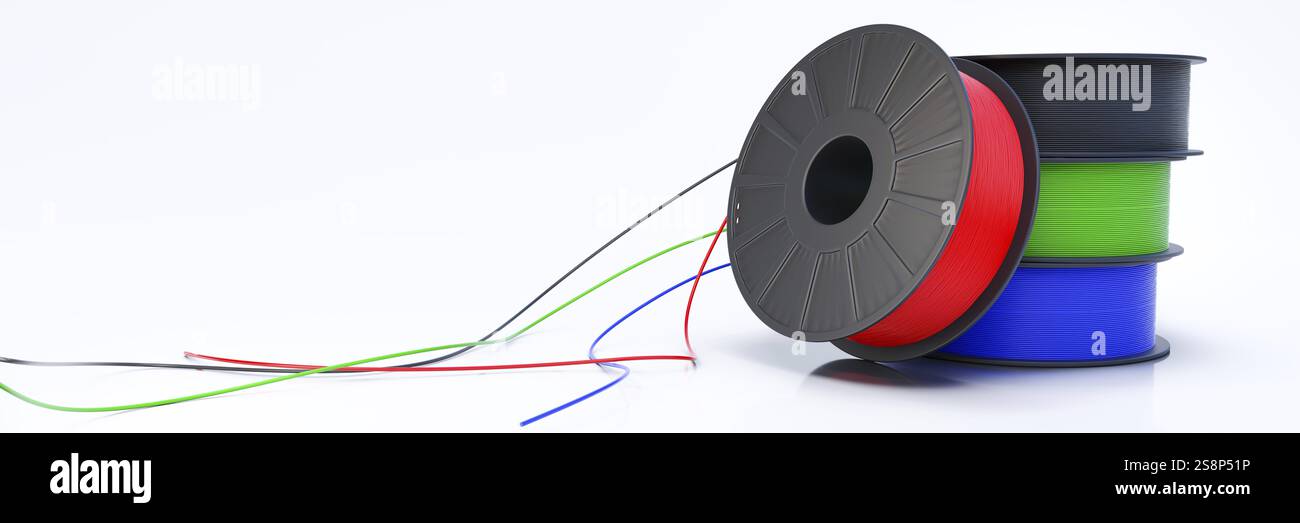 3D printer filament material background. 3D illustration Stock Photo ...