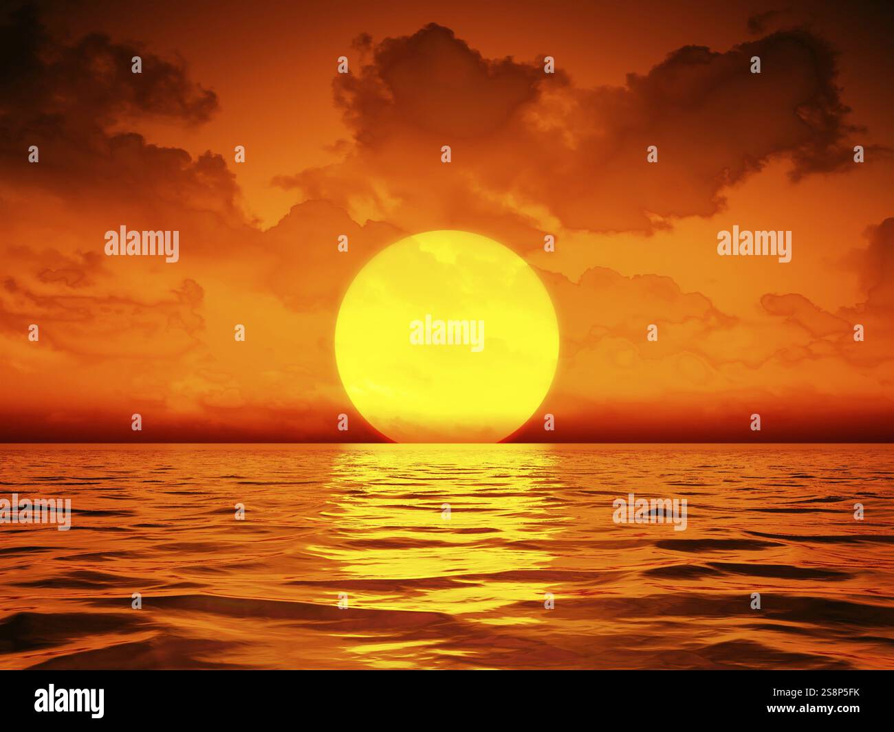 A big sooting sunset wallpaper 3D illustration Stock Photo - Alamy