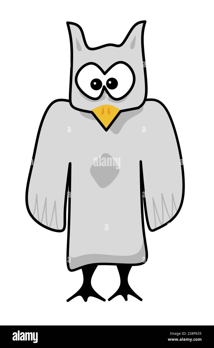 An illustration of a comic character gray watching owl Stock Photo - Alamy