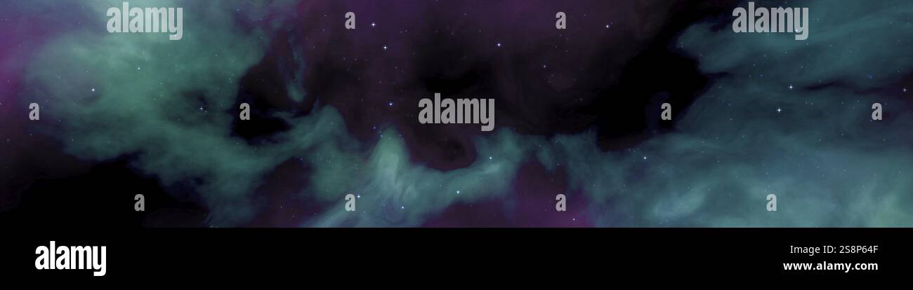 A galaxy space nebula banner background. 3D illustration Stock Photo ...