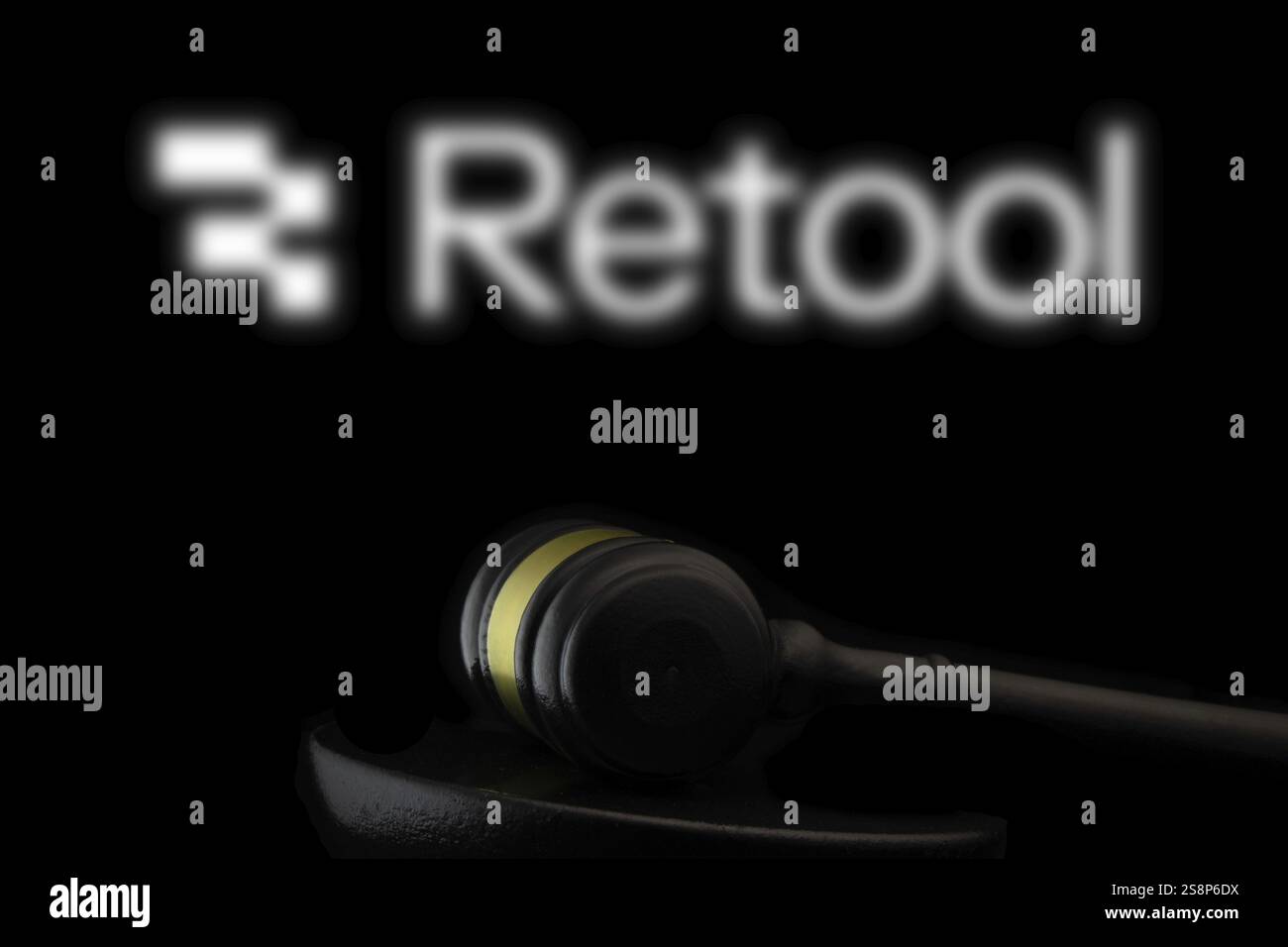 Court gavel in front of the retool logo. Retool is a fast way to build ...