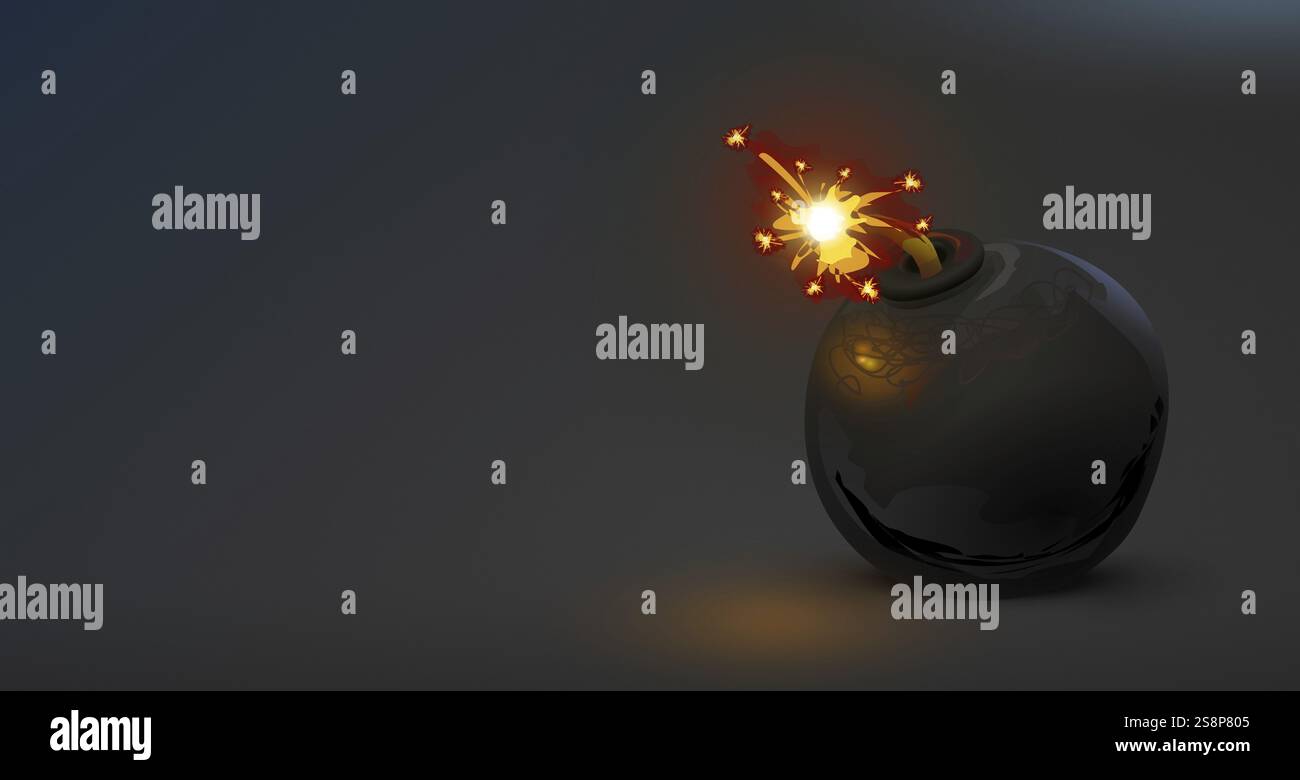 An illustration of an old typical burning bomb Stock Photo - Alamy