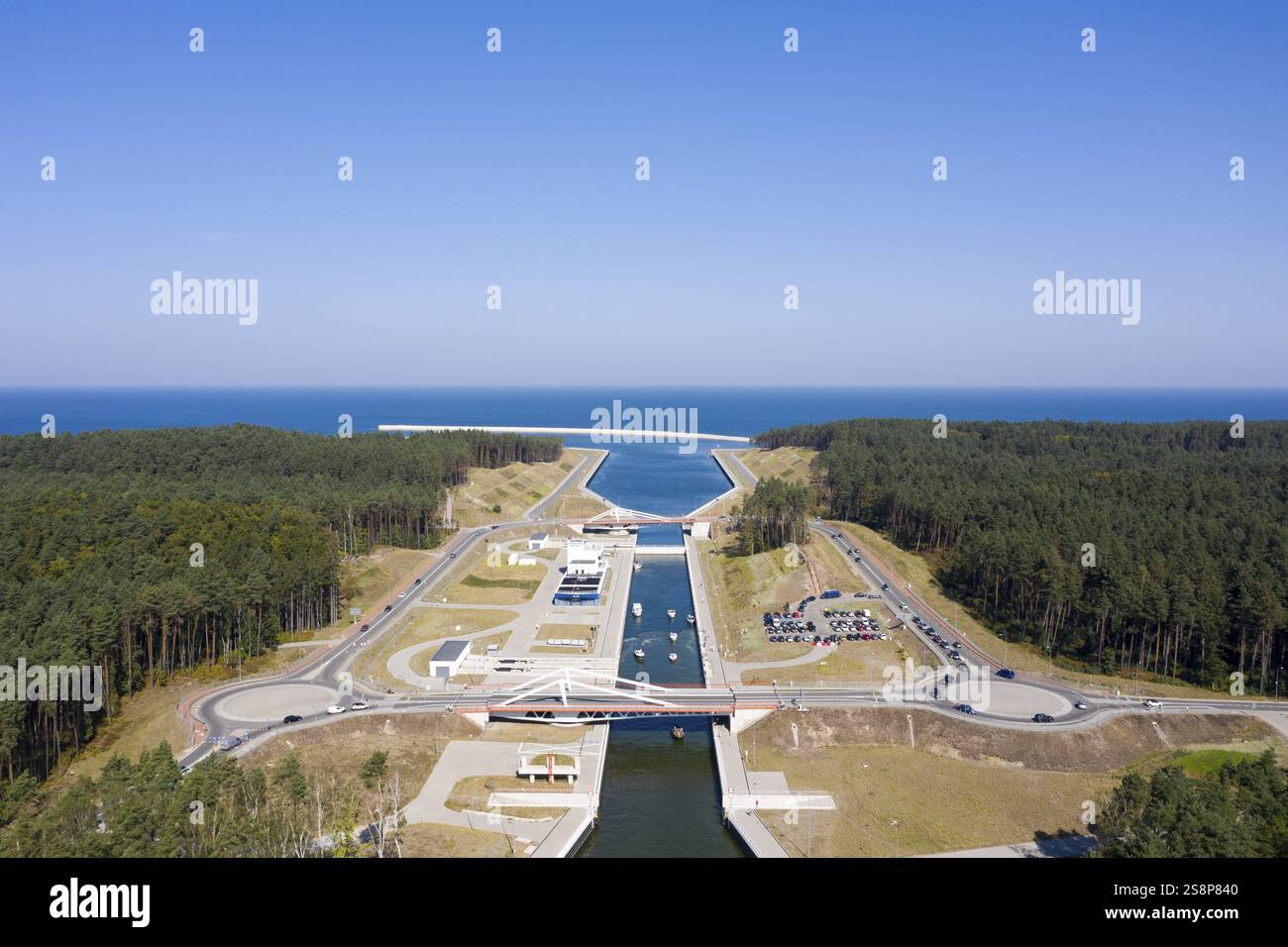 The Vistula Spit canal, Nowy swiat shipping canal in the town of ...