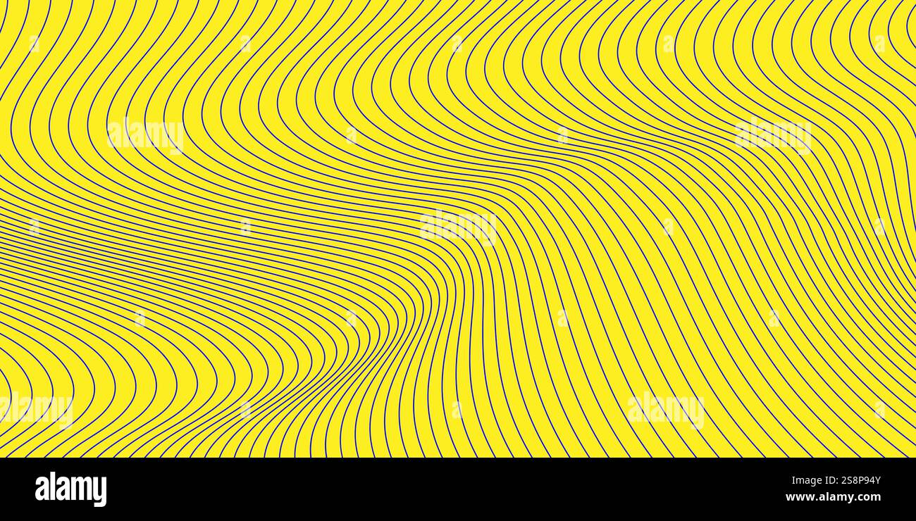 Wavy lines create a vibrant pattern on a yellow background. Vector ...