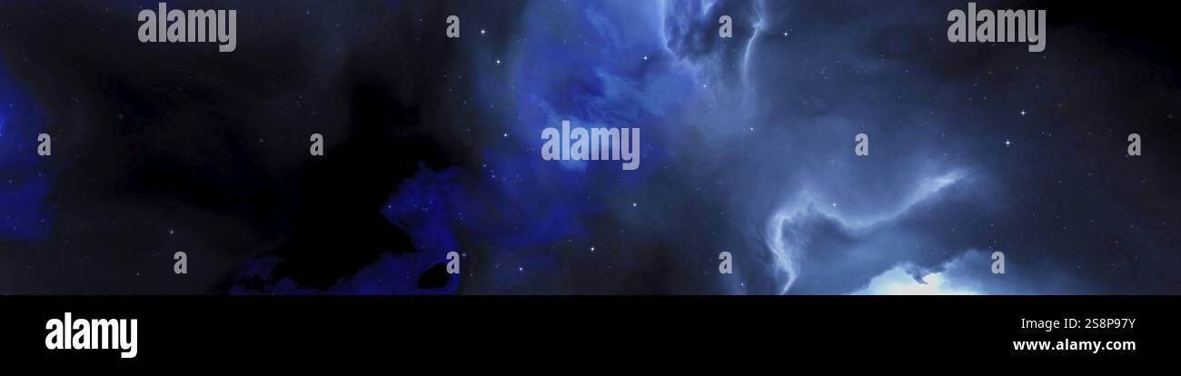 A galaxy space nebula banner background. 3D illustration Stock Photo ...