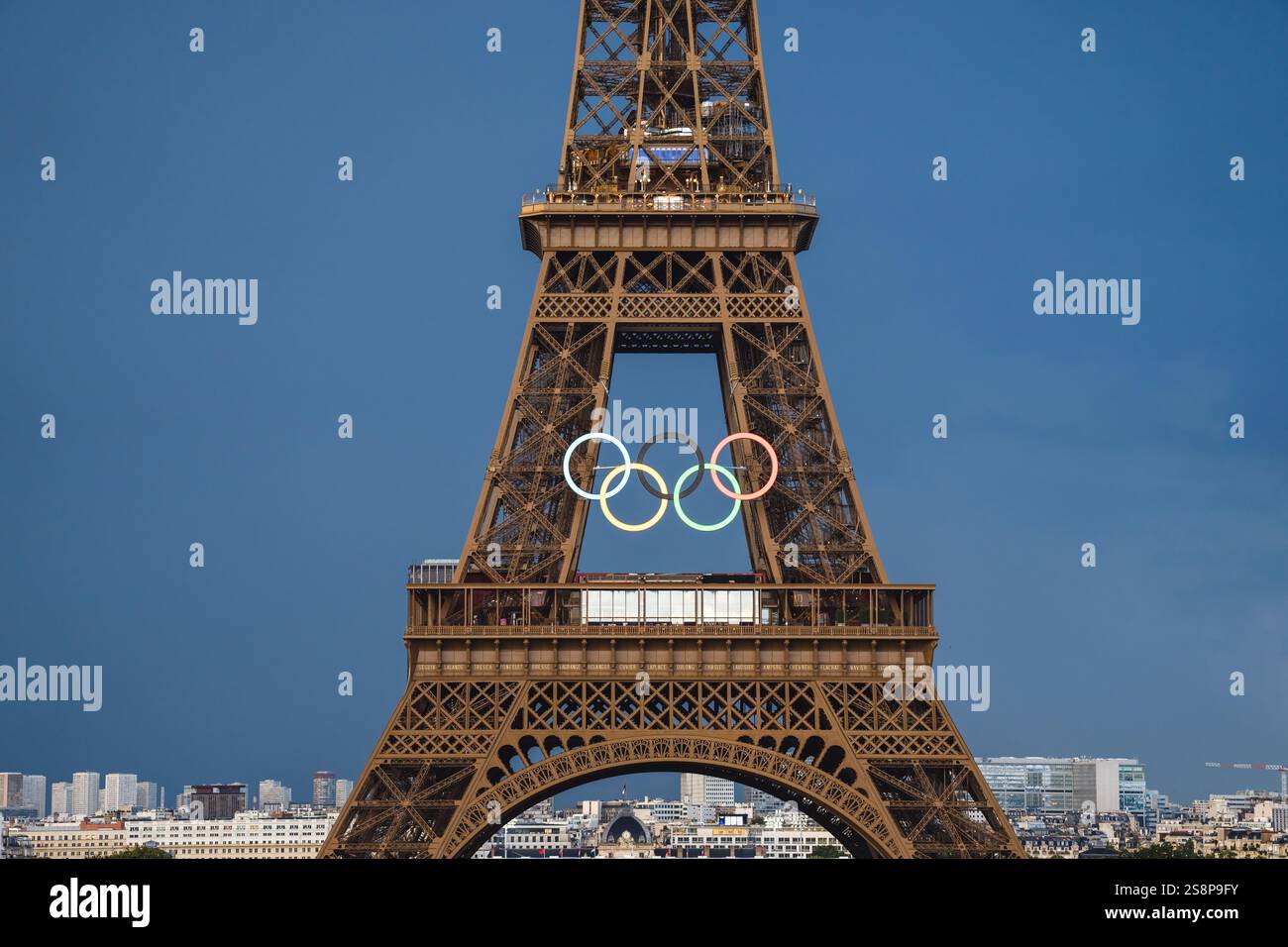 Image of the Eiffel Tower during the Paris Olympic Games with the ...