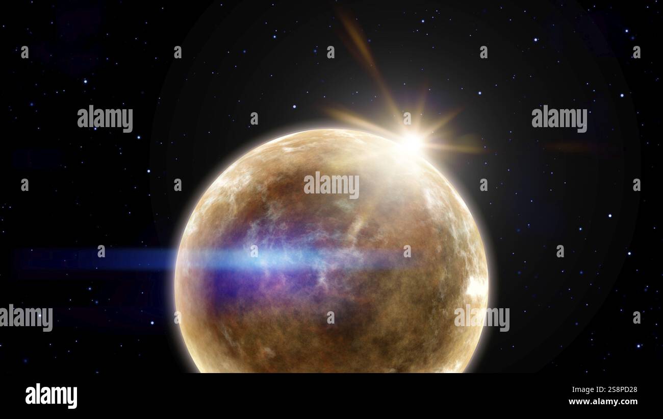Sand planet in space with stars illustration Stock Photo - Alamy