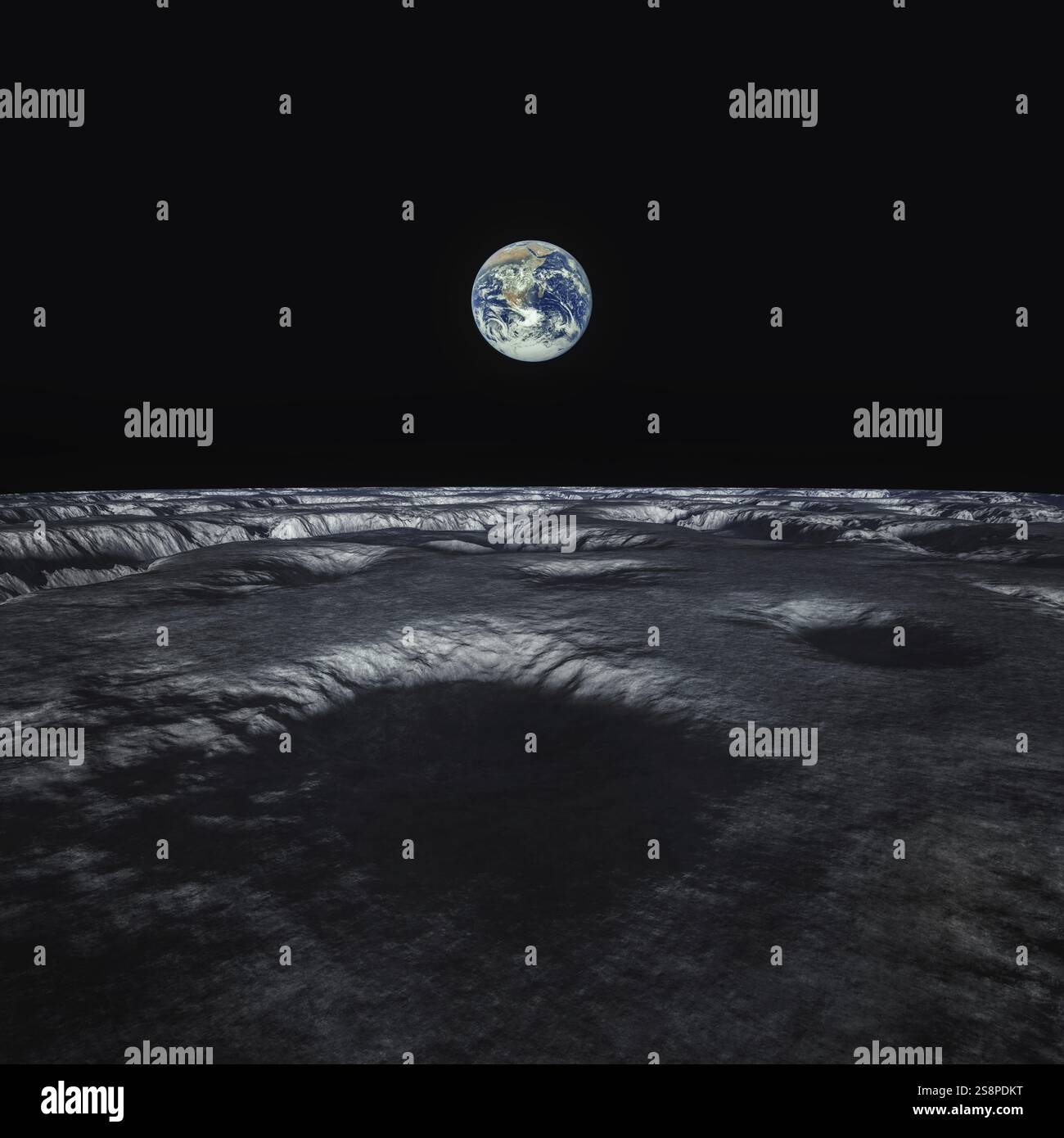 A space view to our planet earth from moon 3d illustration done with ...