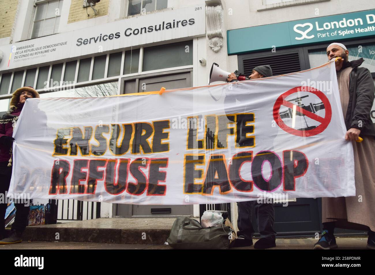 January 23, 2025, London, England, UK: Stop EACOP protest outside the ...