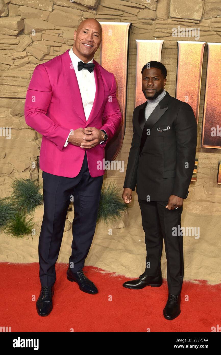 Dwayne Johnson and Kevin Hart attends the UK Premiere of 'Jumanji: The ...