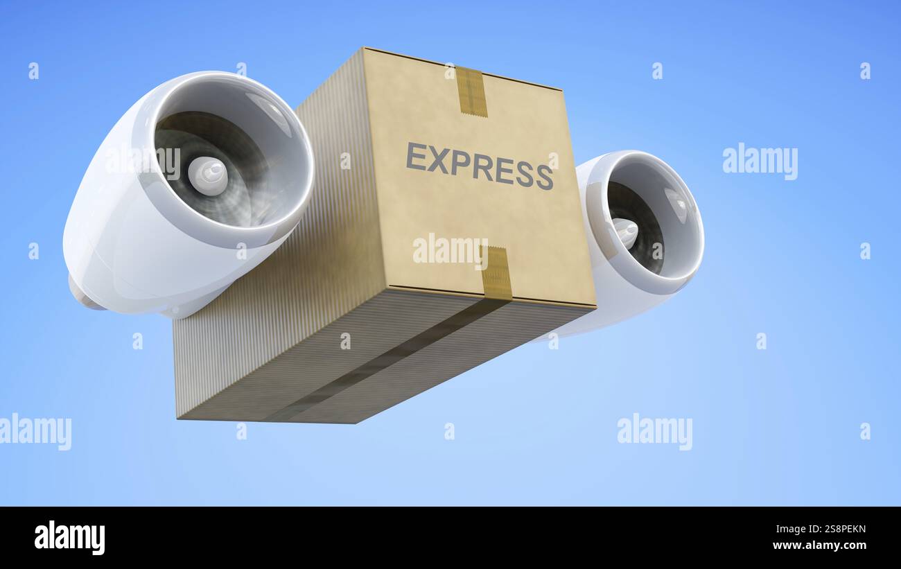 A freight box jet propulsion. 3D illustration Stock Photo - Alamy