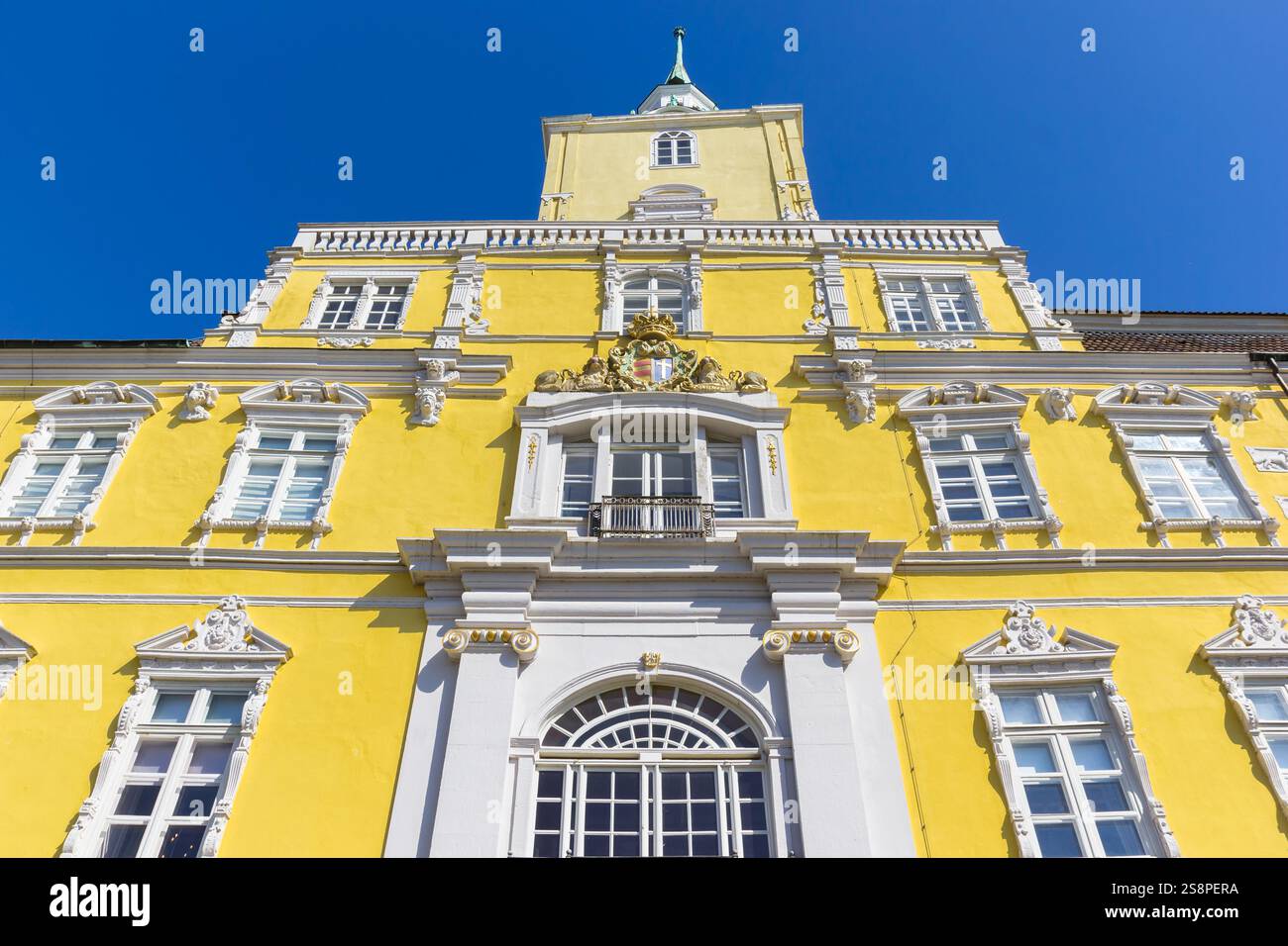 Yellow and white facade of the historic castle in Oldenburg, Germany ...