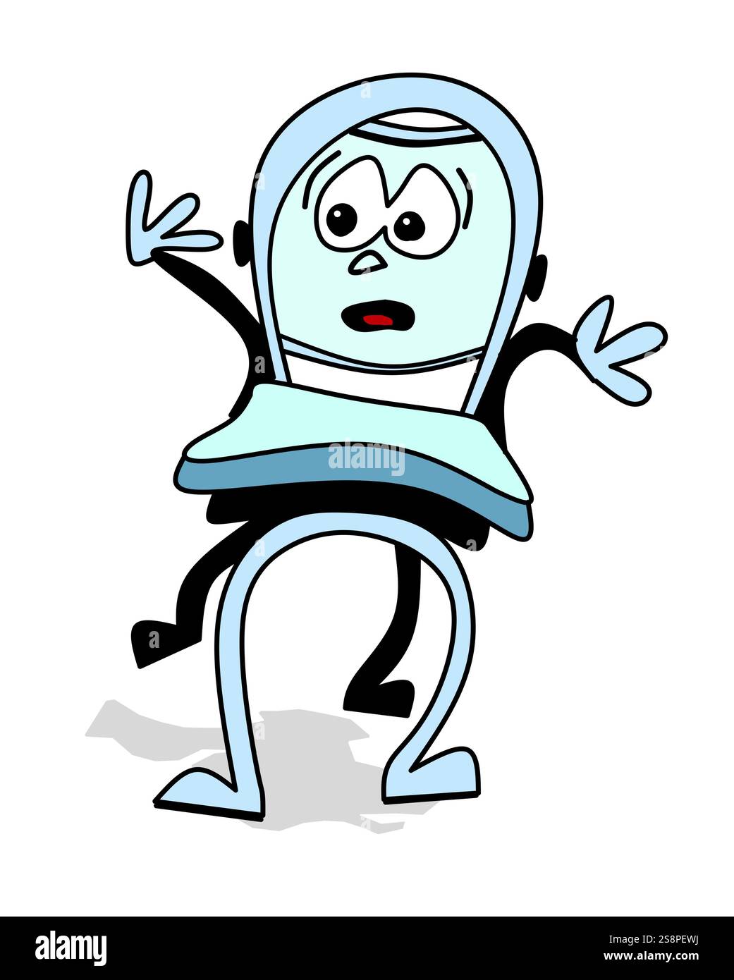 An illustration of a comic chararter blue scared chair Stock Photo - Alamy