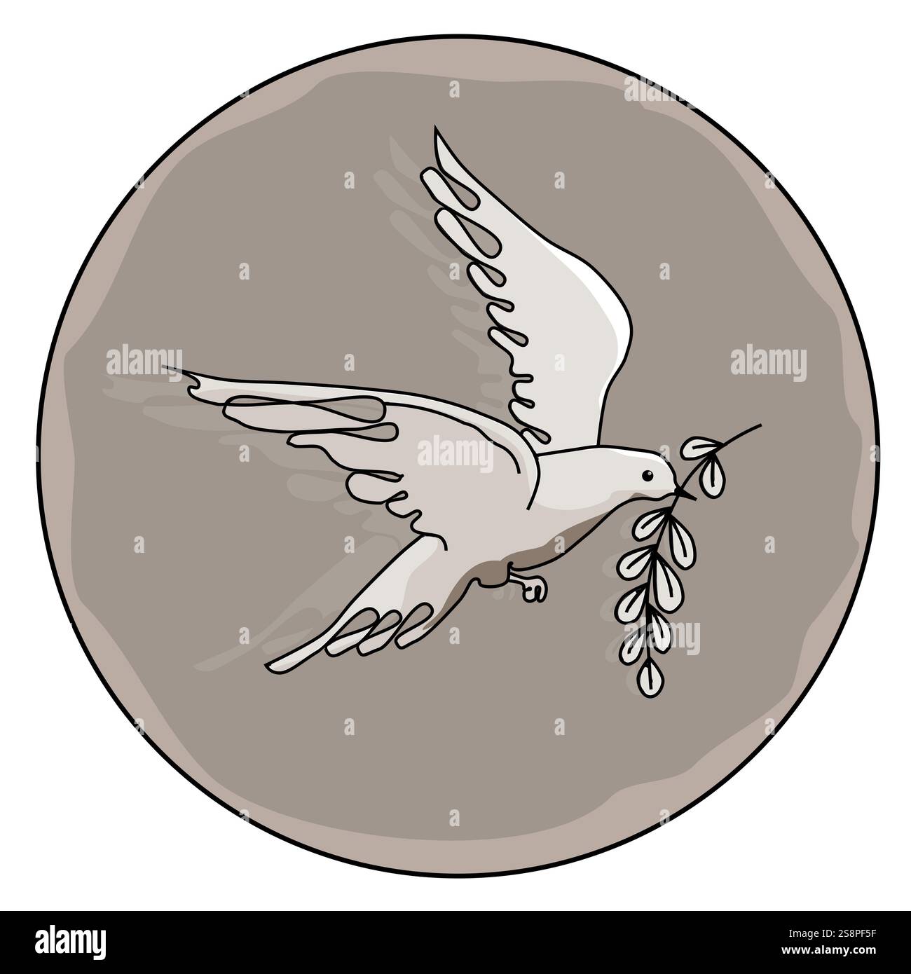 An illustration of a dove with a branch Stock Photo - Alamy
