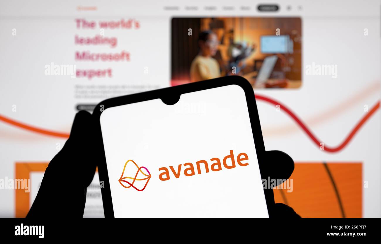 avanade logo is displayed on smartphone. Avanade is a global professional services company Stock ...