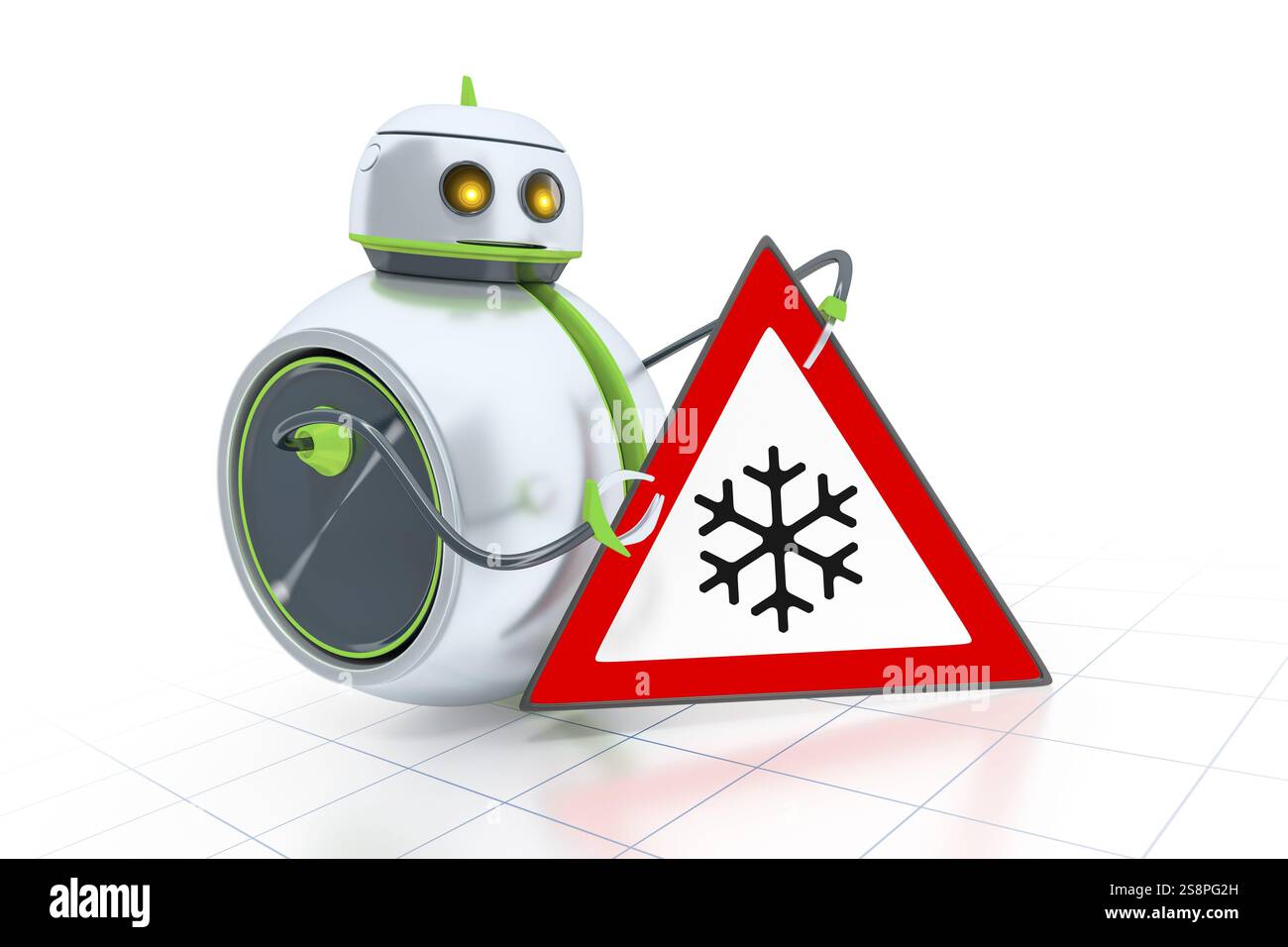A sweet little robot and a road sign sleekness Stock Photo - Alamy