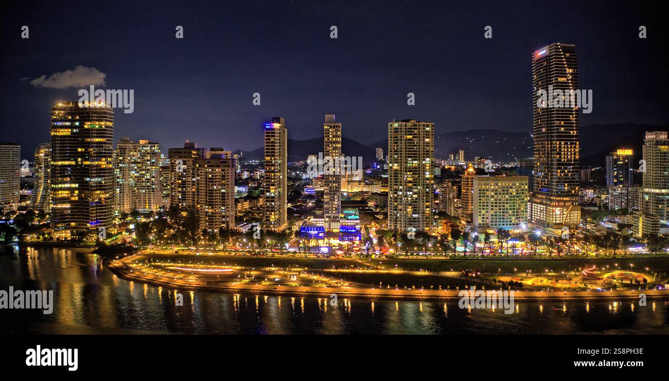 Night view in George Town Penang Stock Photo - Alamy
