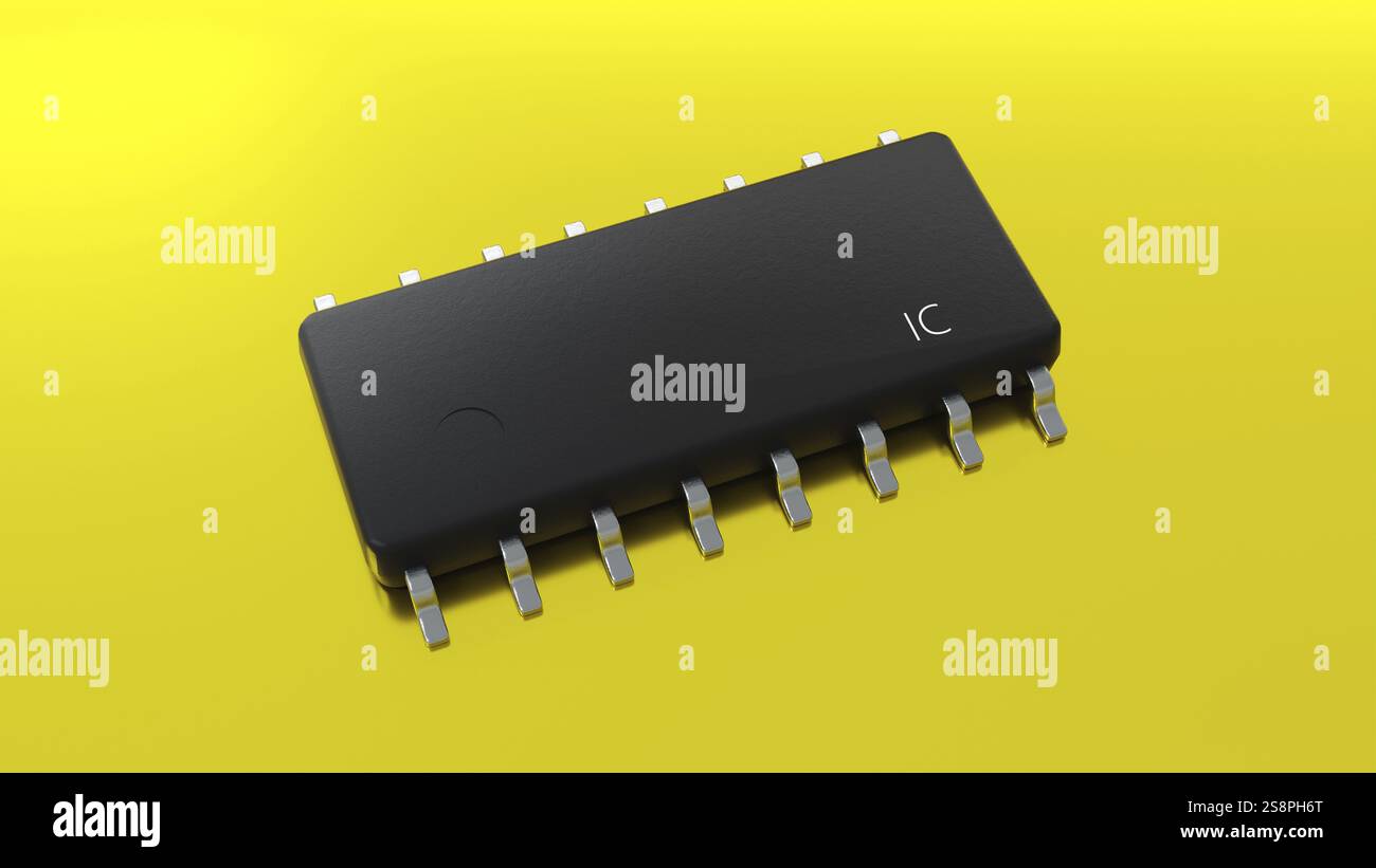 A typical black integrated circuit. 3D illustration Stock Photo - Alamy