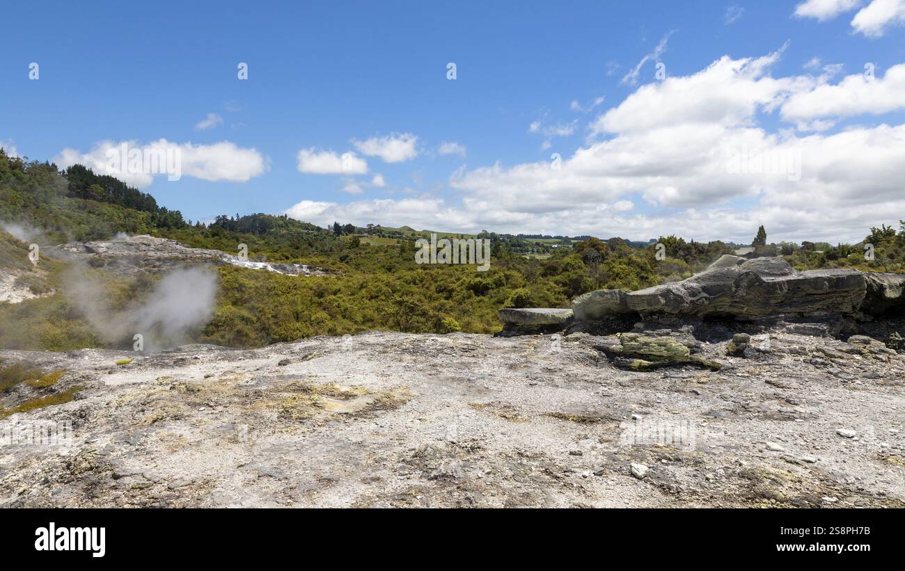 An image of geothermal activity at Whakarewarewa Rotorua New Zealand ...