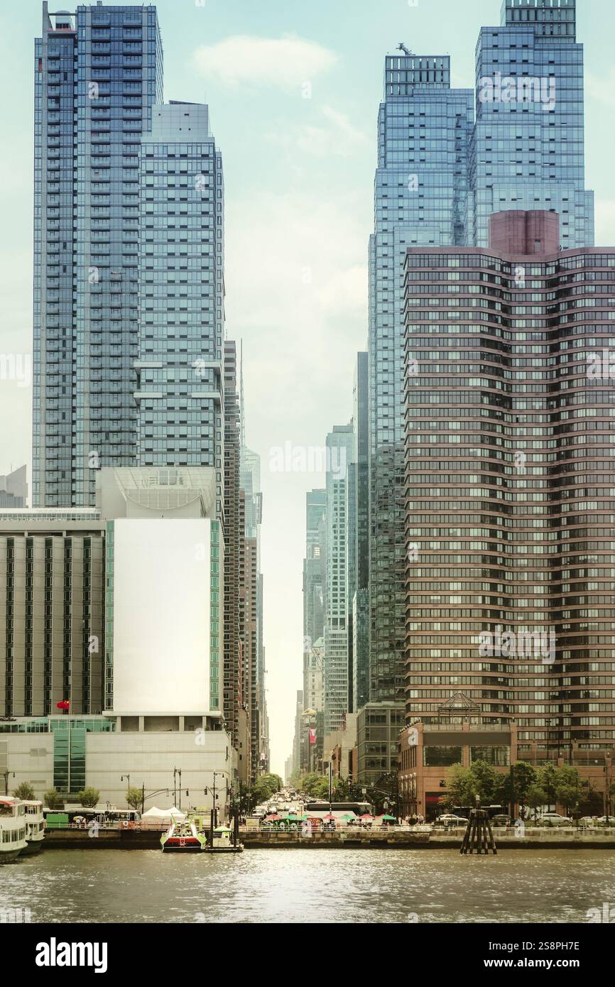 An image of some high rise buildings in New York with an advertising ...