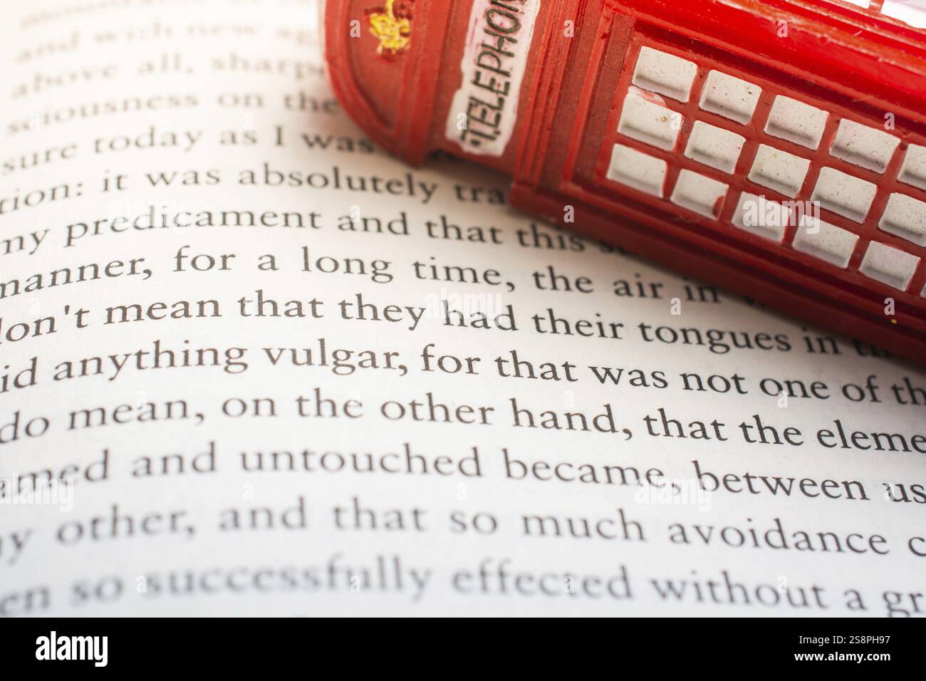 London, British and English symbol phone booth on a book page Stock ...