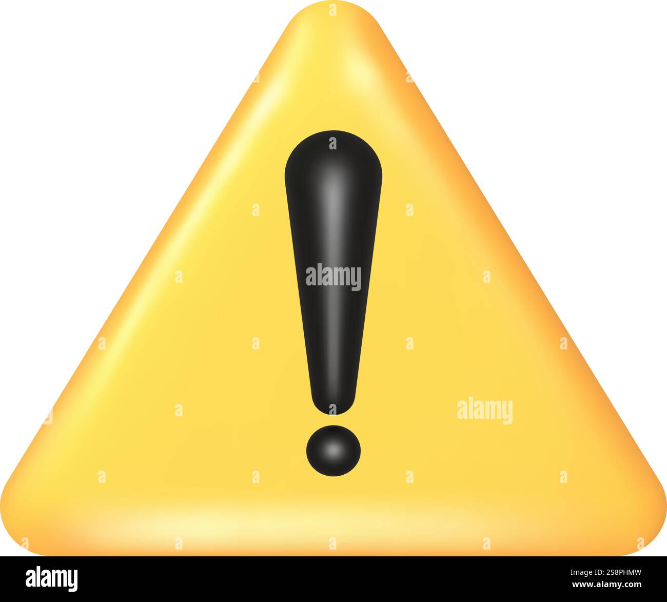 3D yellow triangle exclamation mark icon. Vector illustration Stock ...